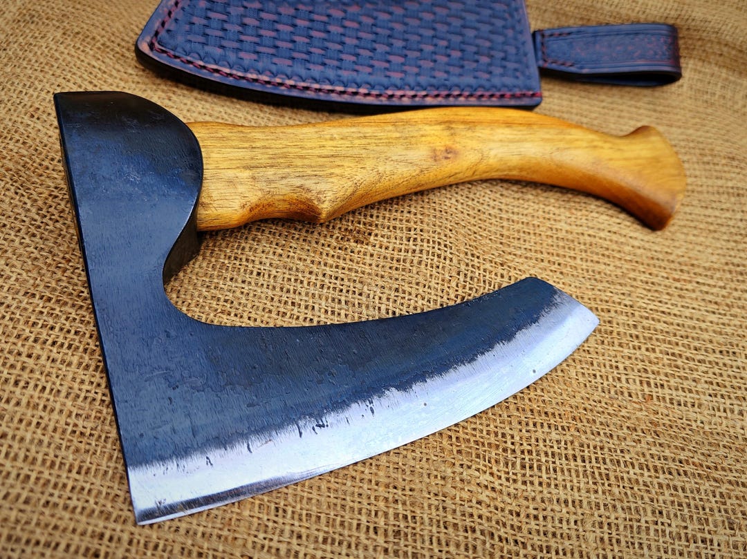 Forged Stitching Axe: High-carbon Steel, Embossed Leather Scabbard - Etsy