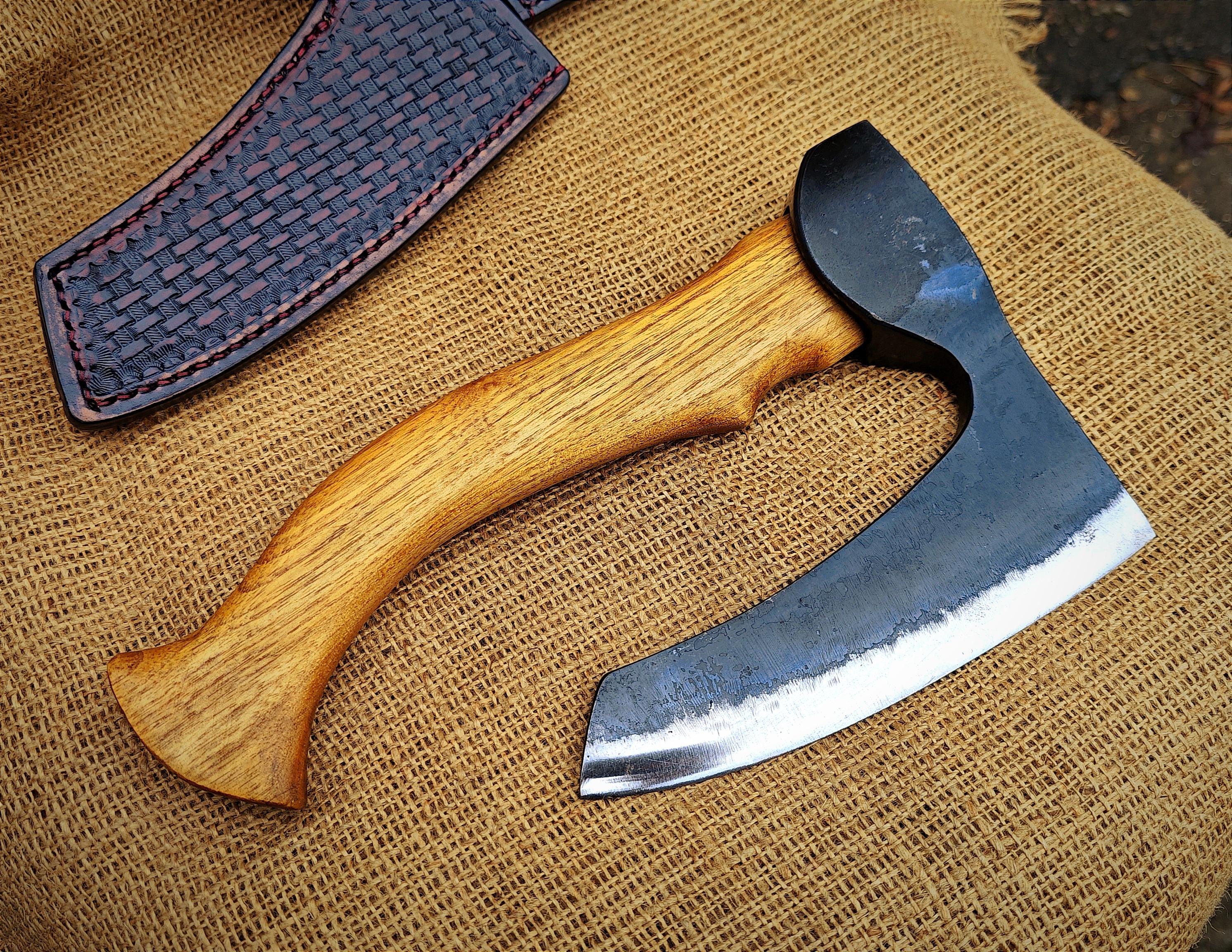 Forged Stitching Axe: High-carbon Steel, Embossed Leather Scabbard - Etsy