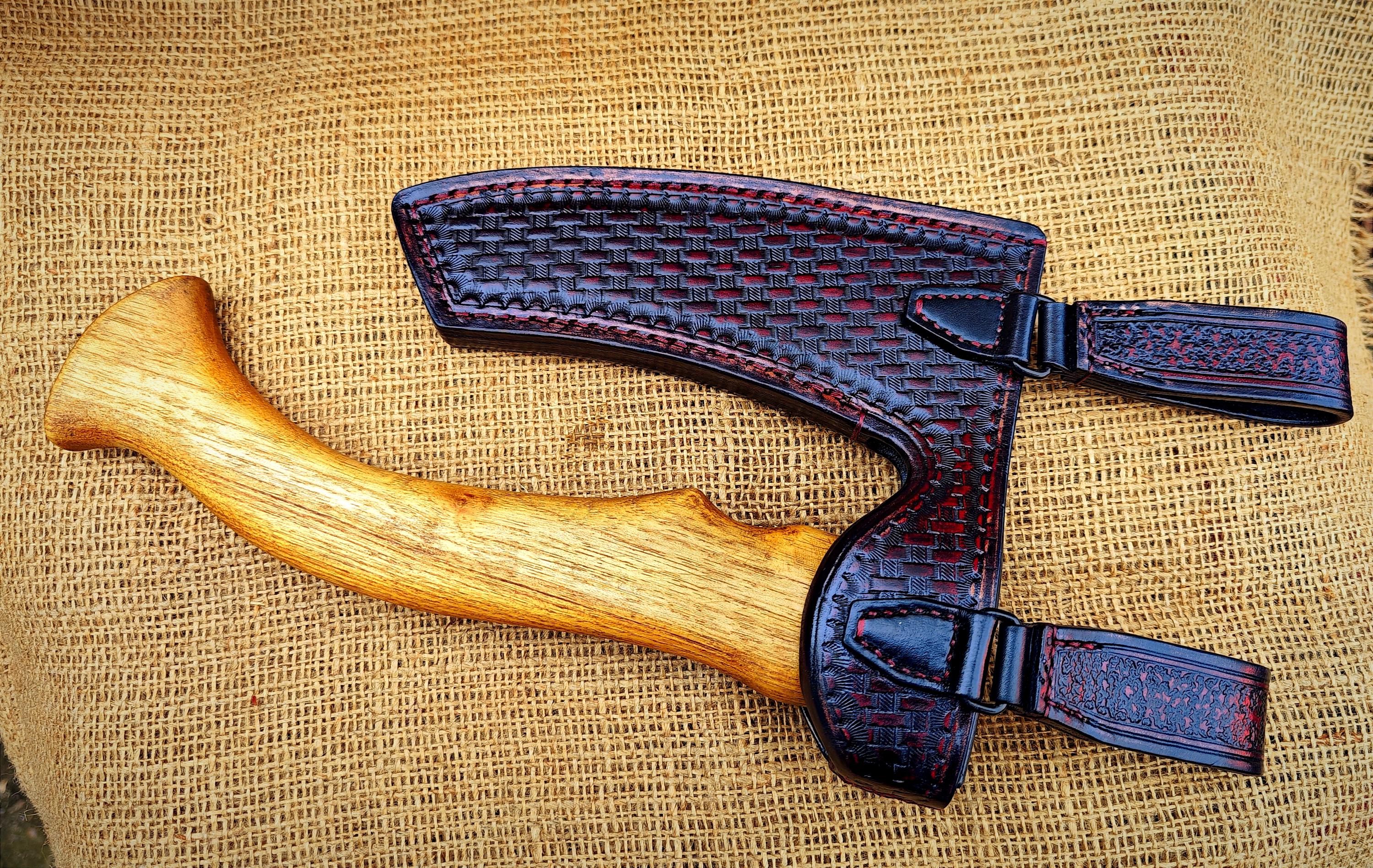 Forged Stitching Axe: High-carbon Steel, Embossed Leather Scabbard - Etsy