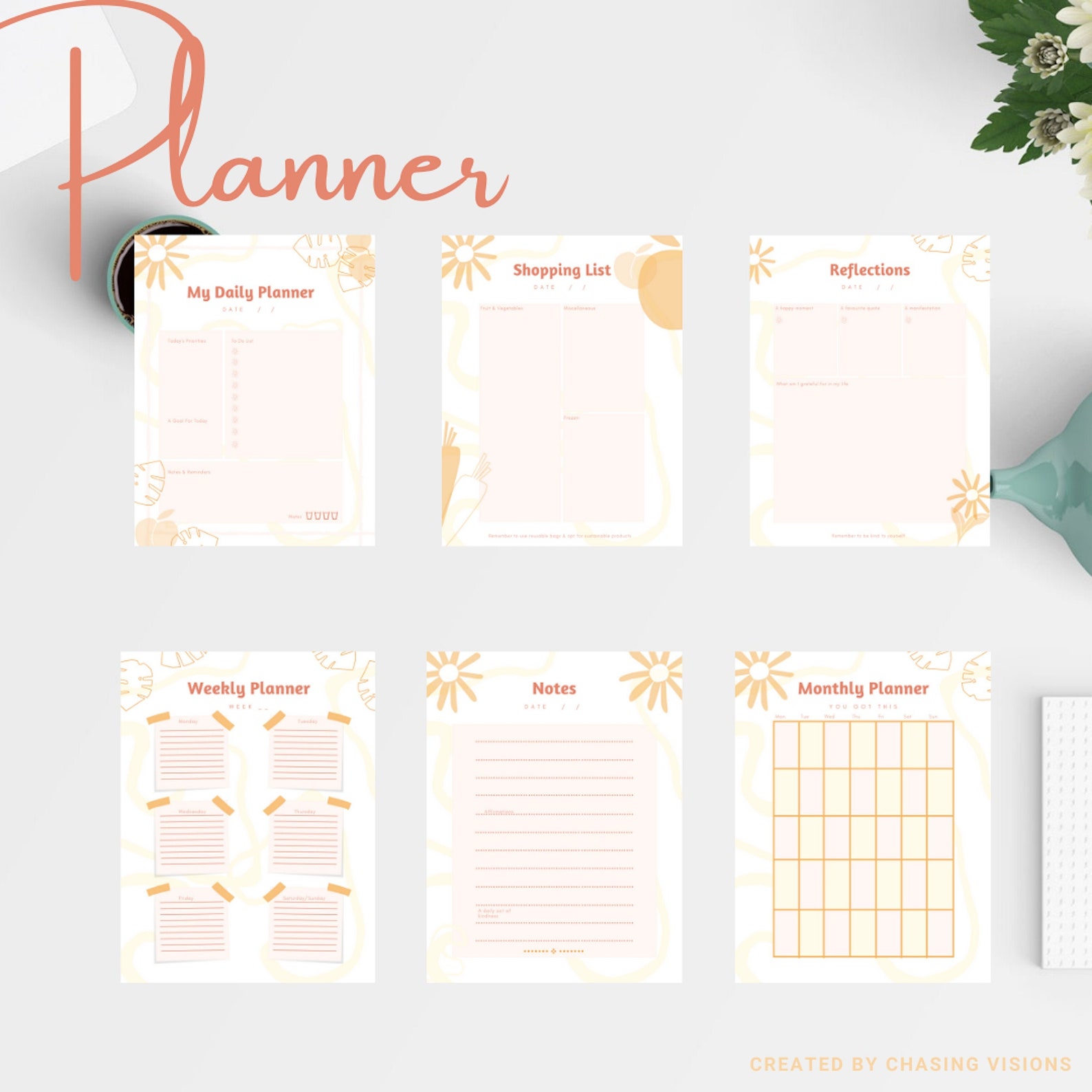 Daily Monthly and Weekly Planner. Downloadable Printable - Etsy