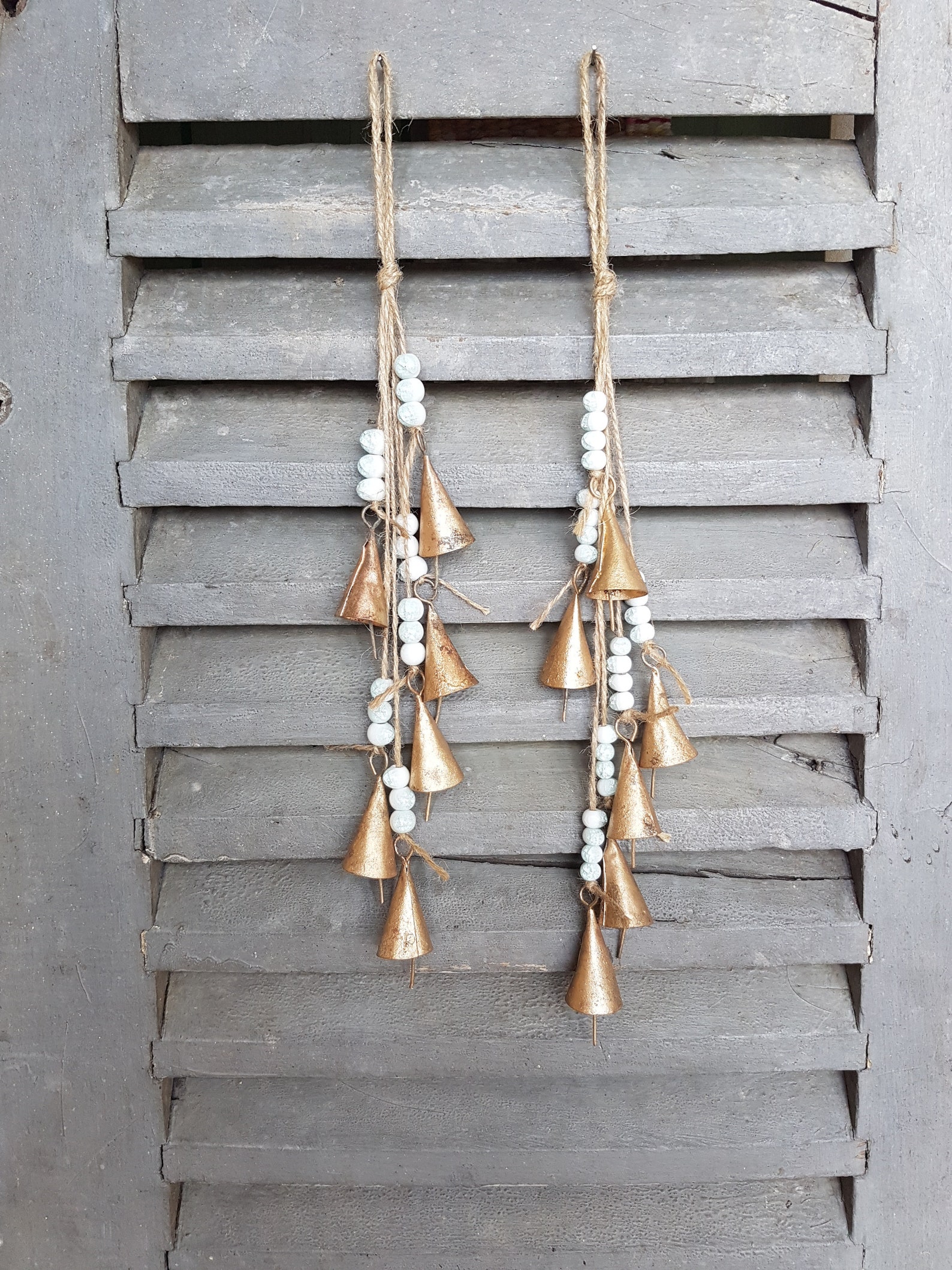 1 Windchime With Musical Cow Bells and Porcelain Ironstone Light Blue ...