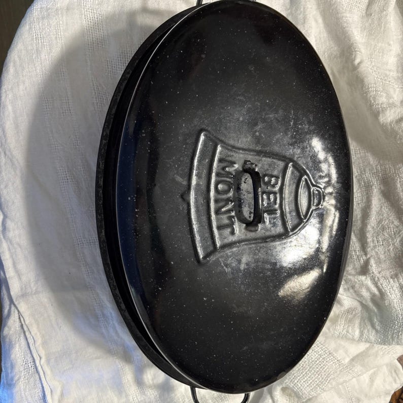 Original Vintage BEL MONT Roasted Roasting Pan Cookware Enamelware ...