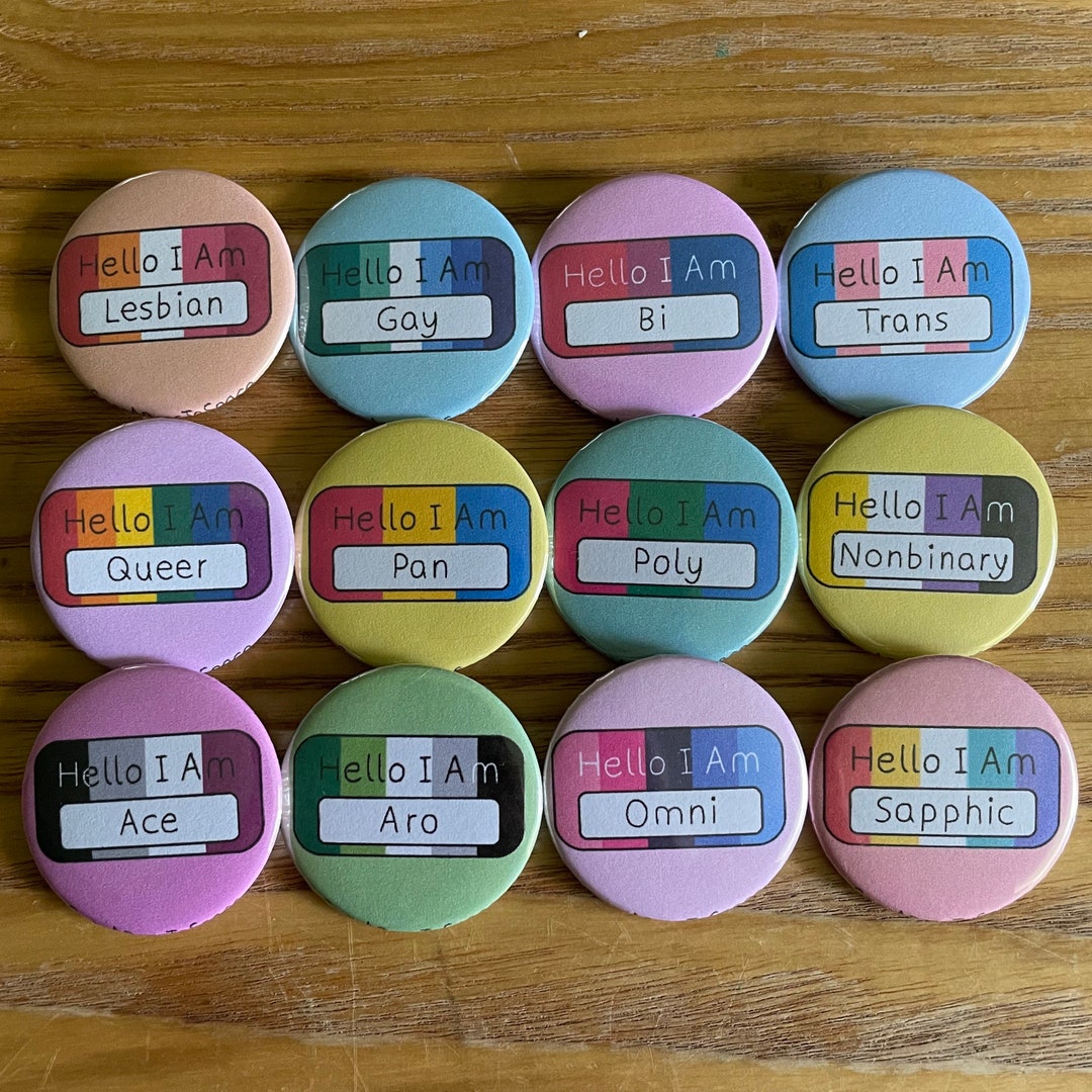 Hello I Am LGBTQ Pride Flag Pinback Buttons - Etsy UK
