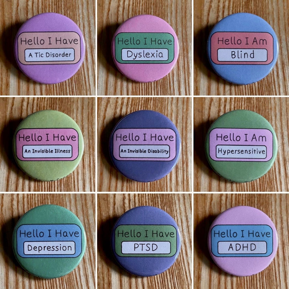 Hello I Am/ I Have Pinback Buttons disability/ Illness/ - Etsy