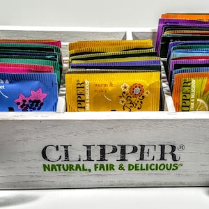 Clipper Tea Stand Box With 100 Assorted Fairtrade Enveloped Tea Bags ...