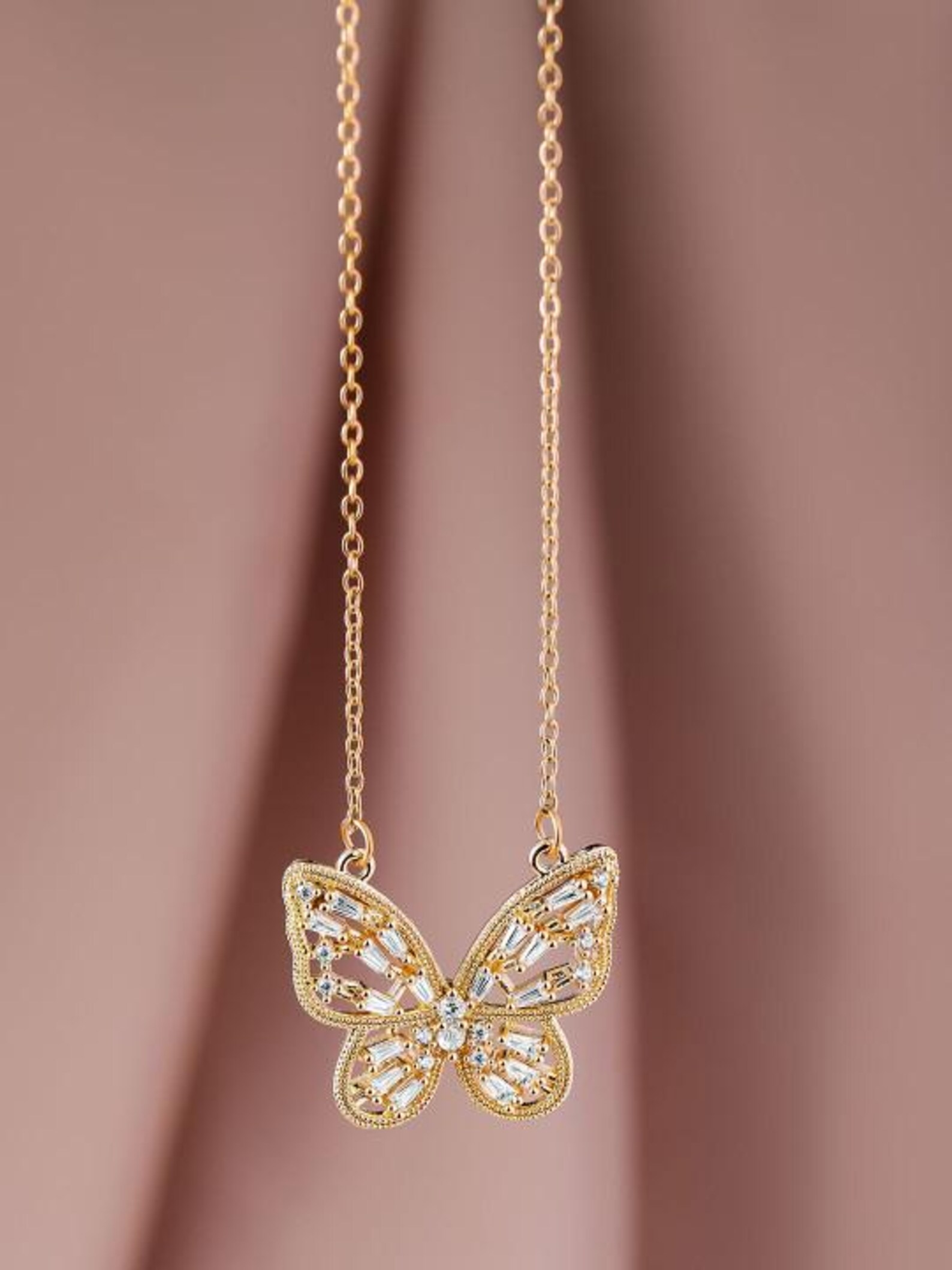 Pave Diamond Butterfly Pendant Jewelry, Champagne Diamond Jewelry ...