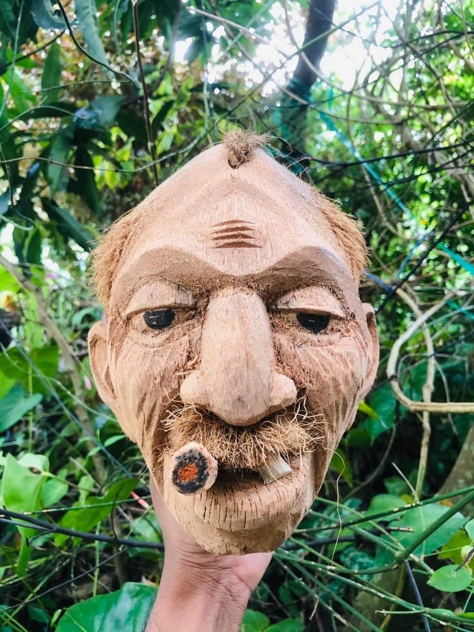 Coconut Husk Wall Hanging Mask | Hand Crafted Coconut Head Art Decor ...