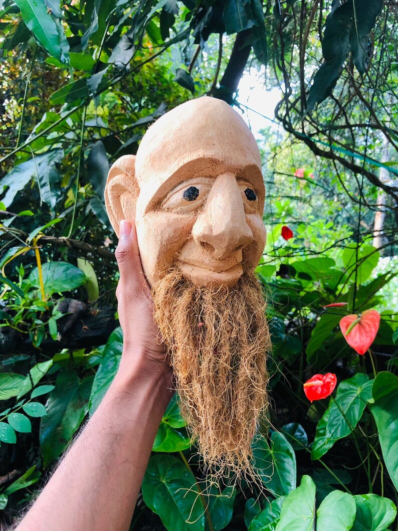 Coconut Husk Wall Hanging Mask | Hand Crafted Coconut Head Art Decor ...