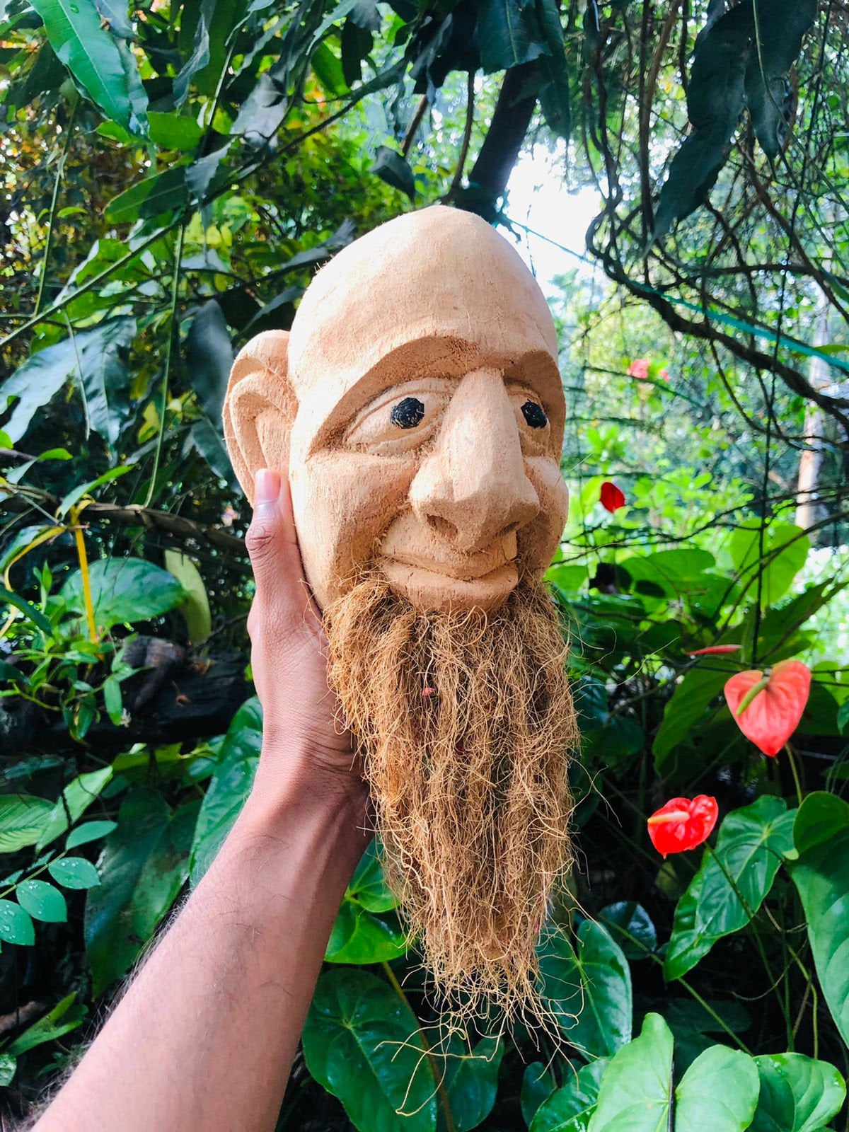 Coconut Husk Wall Hanging Mask | Hand Crafted Coconut Head Art Decor ...