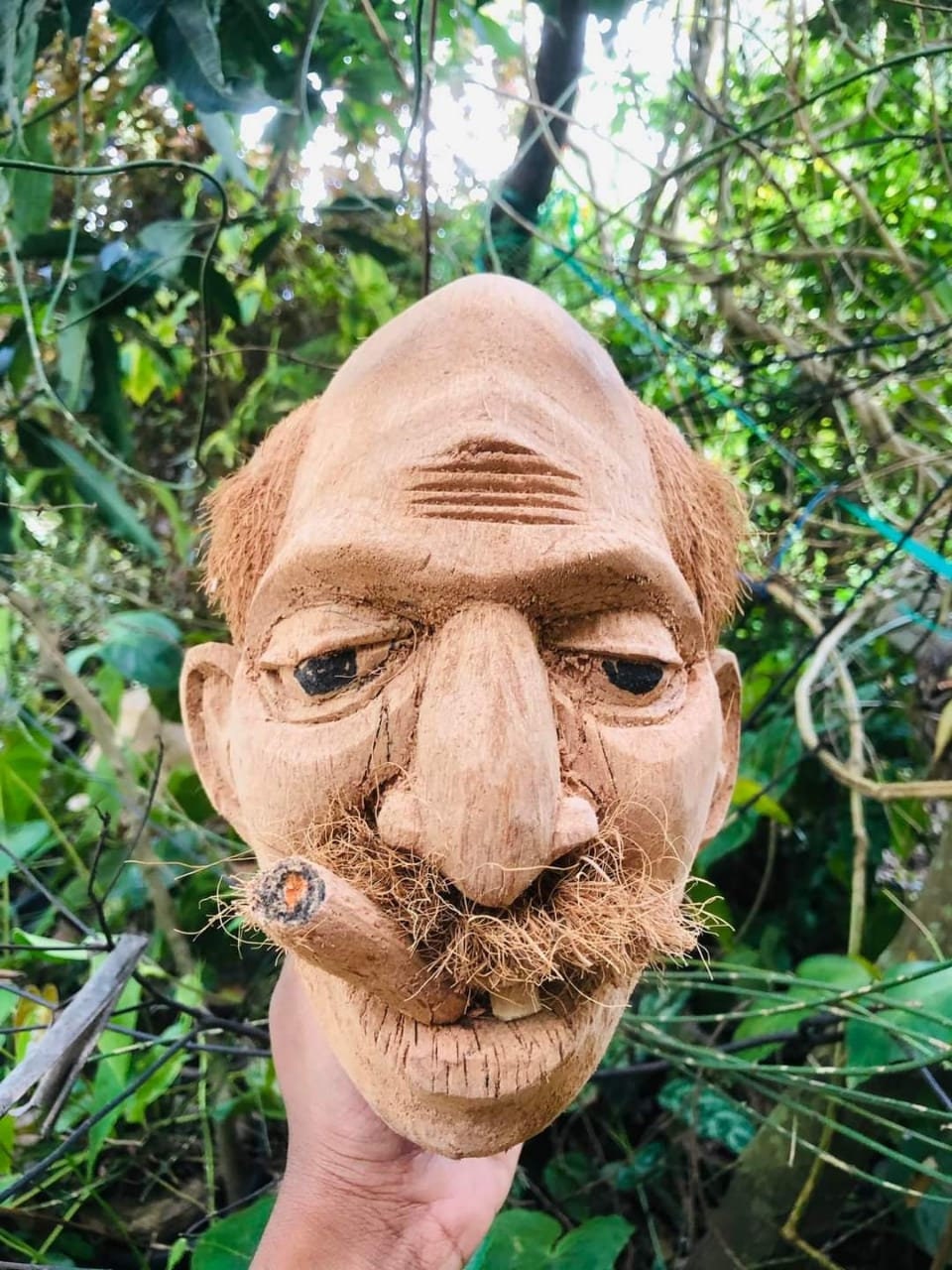 Coconut Husk Wall Hanging Mask | Hand Crafted Coconut Head Art Decor ...