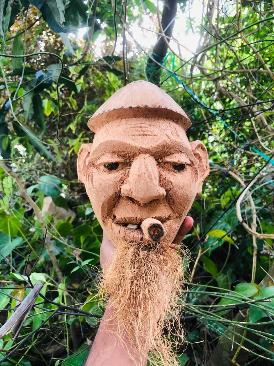Coconut Husk Wall Hanging Mask | Hand Crafted Coconut Head Art Decor ...