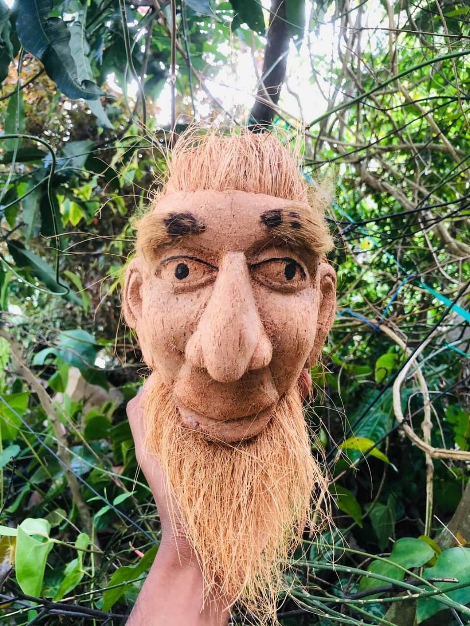 Coconut Husk Wall Hanging Mask | Hand Crafted Coconut Head Art Decor ...