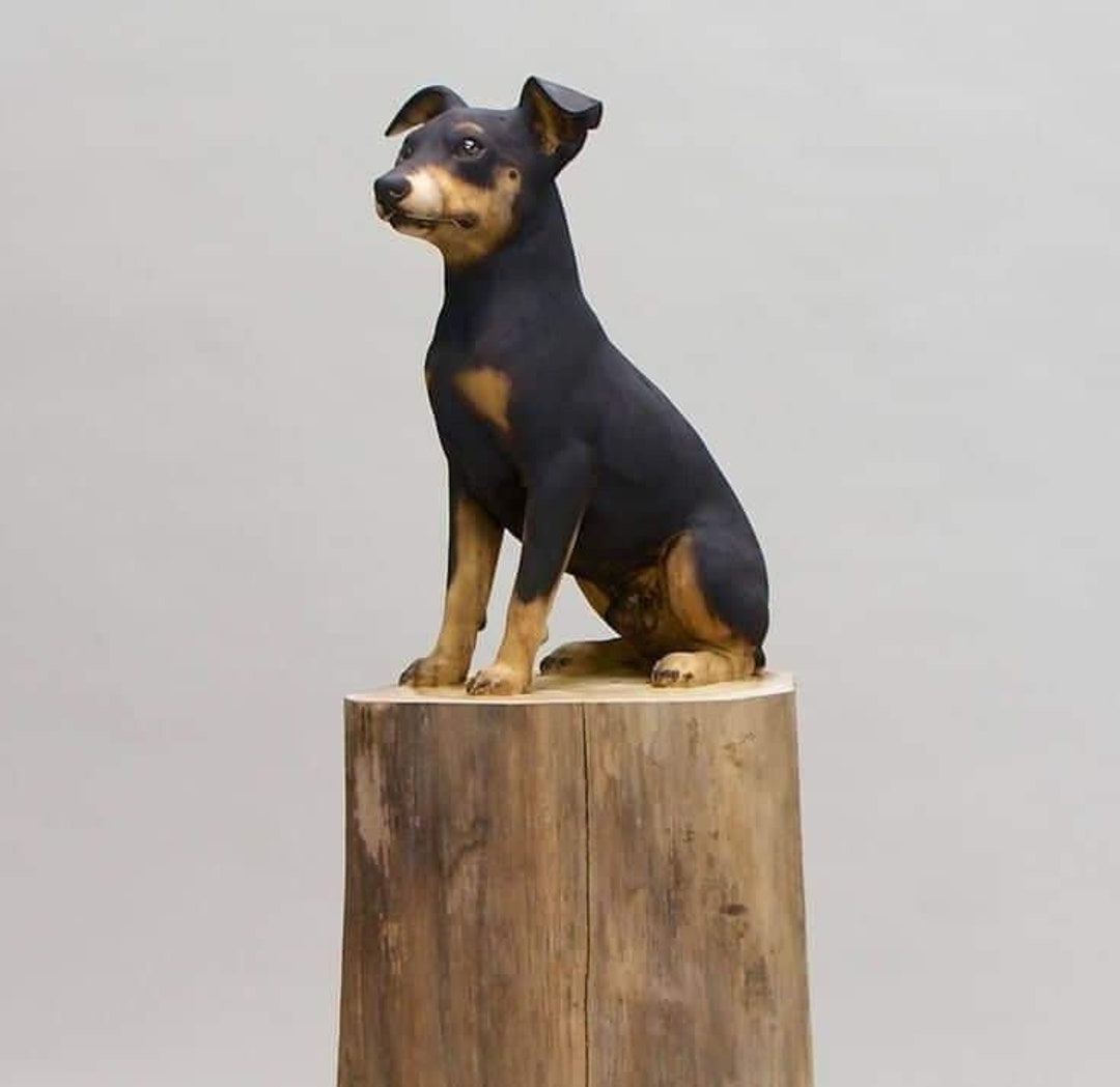 Wooden Dog Statue, Handcraft, Wood Carved, Kids Toys, Ornament, Home ...