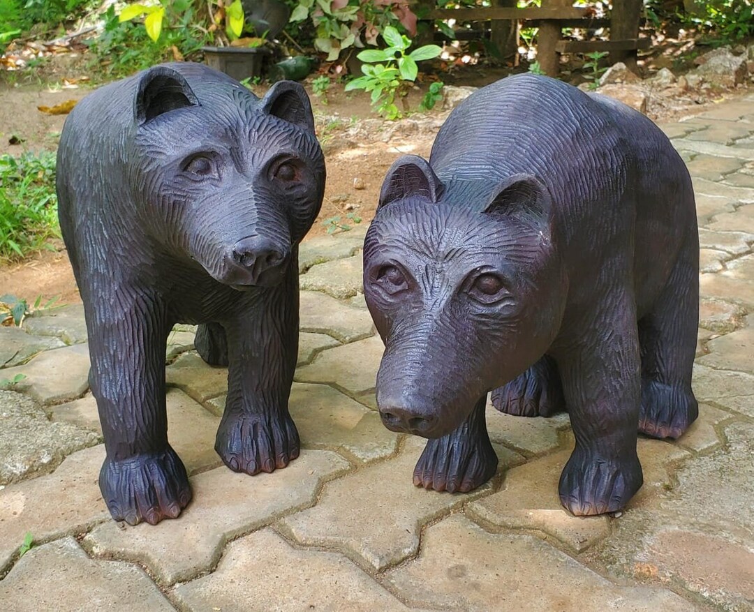 Handmade Wooden Carving Black Bear Sculpture,christmas Gift,bear ...
