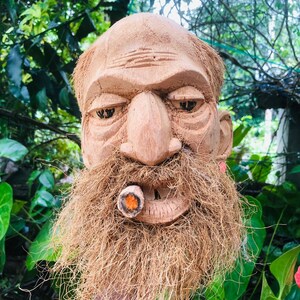 Coconut Husk Wall Hanging Mask | Hand Crafted Coconut Head Art Decor ...