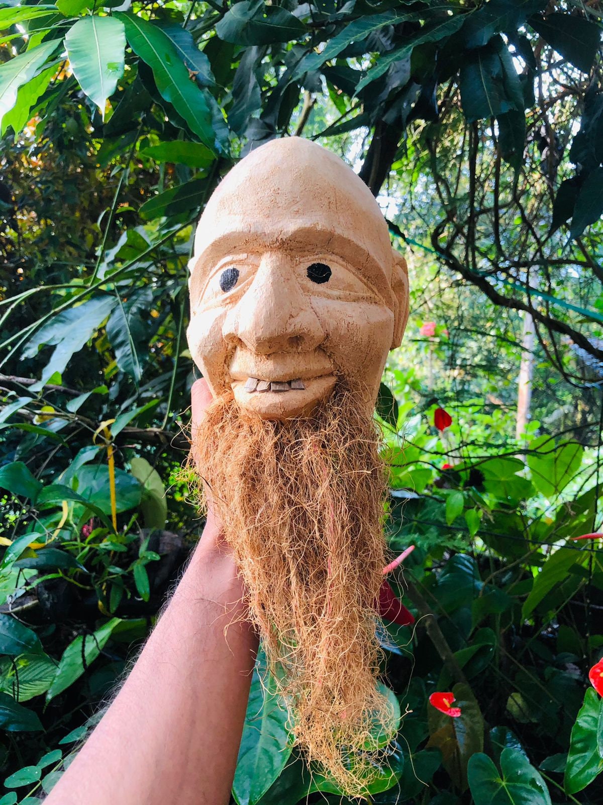 Coconut Husk Wall Hanging Mask | Hand Crafted Coconut Head Art Decor ...