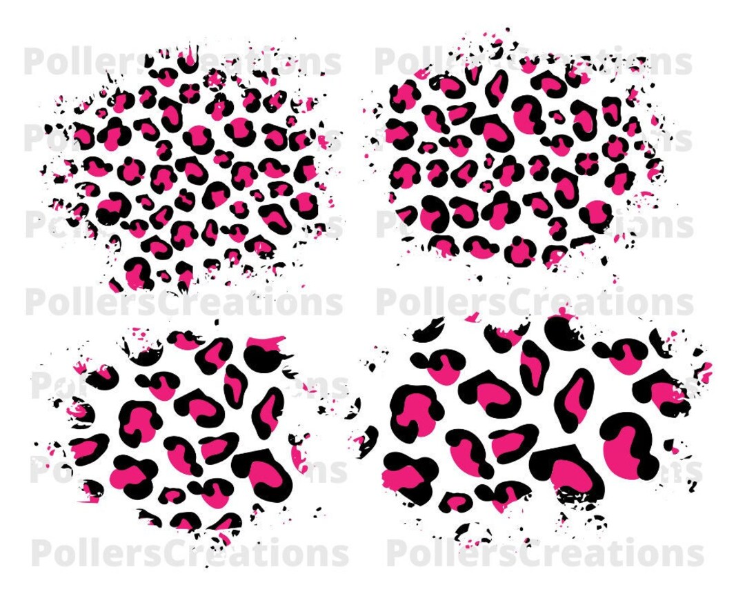 Pink White Leopard Print Patches Png,distressed Sublimation Designs ...