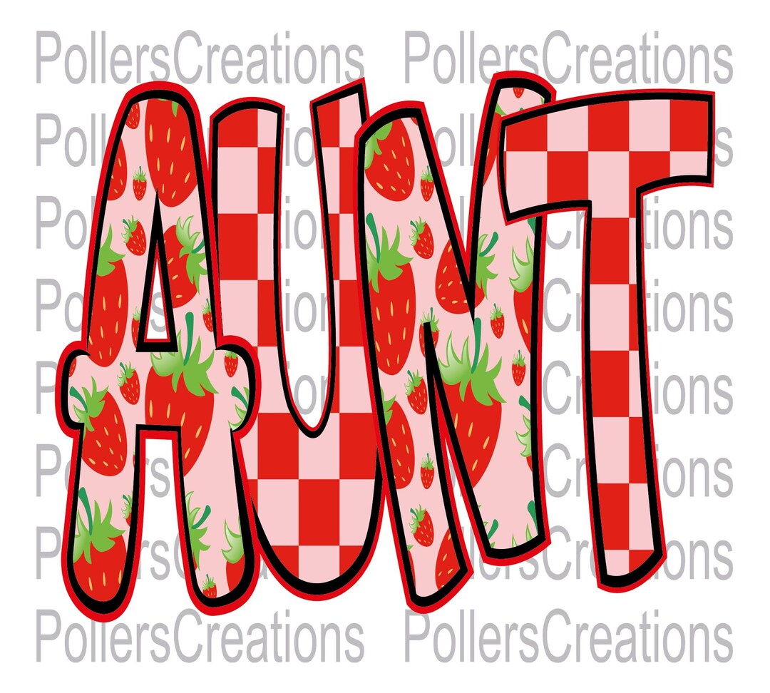 Preppy Aunt Strawberry Png Checkered Aunt Png Mother's Day Png Hand ...
