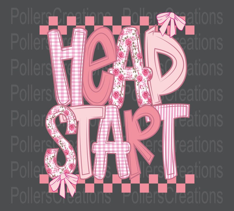 Preppy Head Start Png First Day of School Teacher Floral Coquette Pink ...