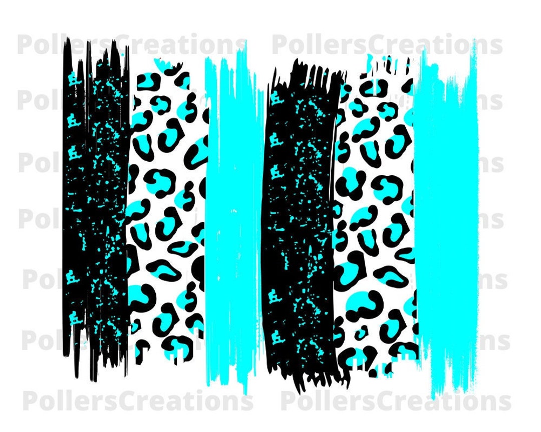Blue Turquoise Leopard Brush Stroke Png,sublimation Designs Downloads ...