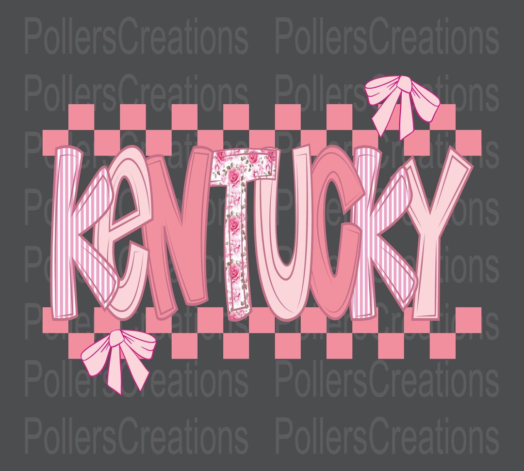 Preppy Kentucky PNG, Pink Checkered State Sublimation, Coquette Girly ...