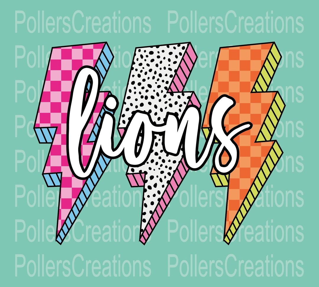 Preppy Lions Png Mascot Lightning Checkered Dalmatian Png Retro Lions ...