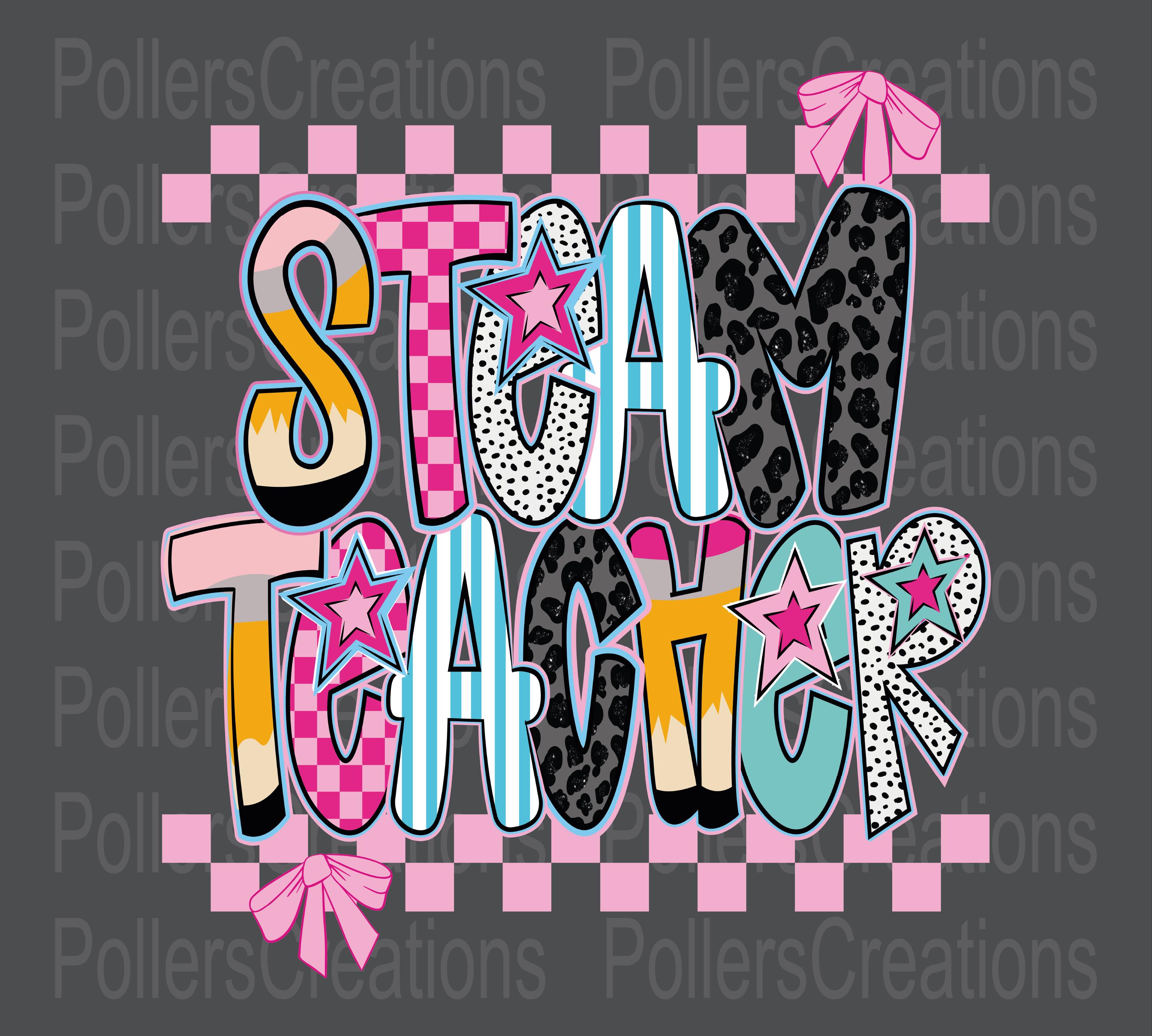Preppy STEAM Teacher Png First Day of School Pencil Coquette Star ...