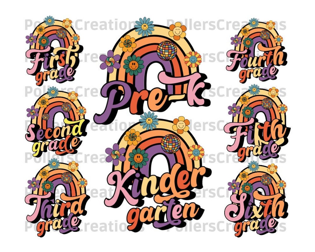 Retro School Grades Bundle Png,first Day of School Png,teacher ...