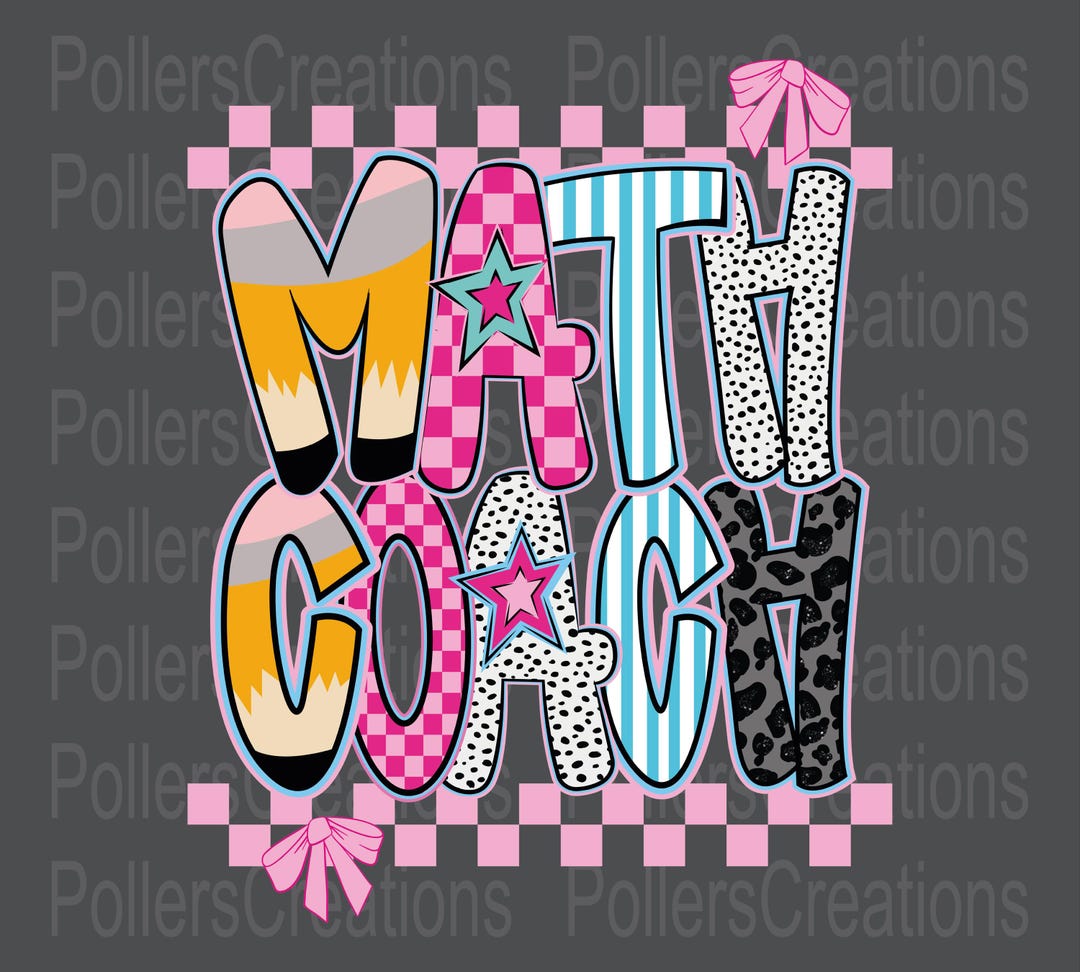 Preppy Math Coach Png First Day of School Pencil Teacher Coquette Star ...