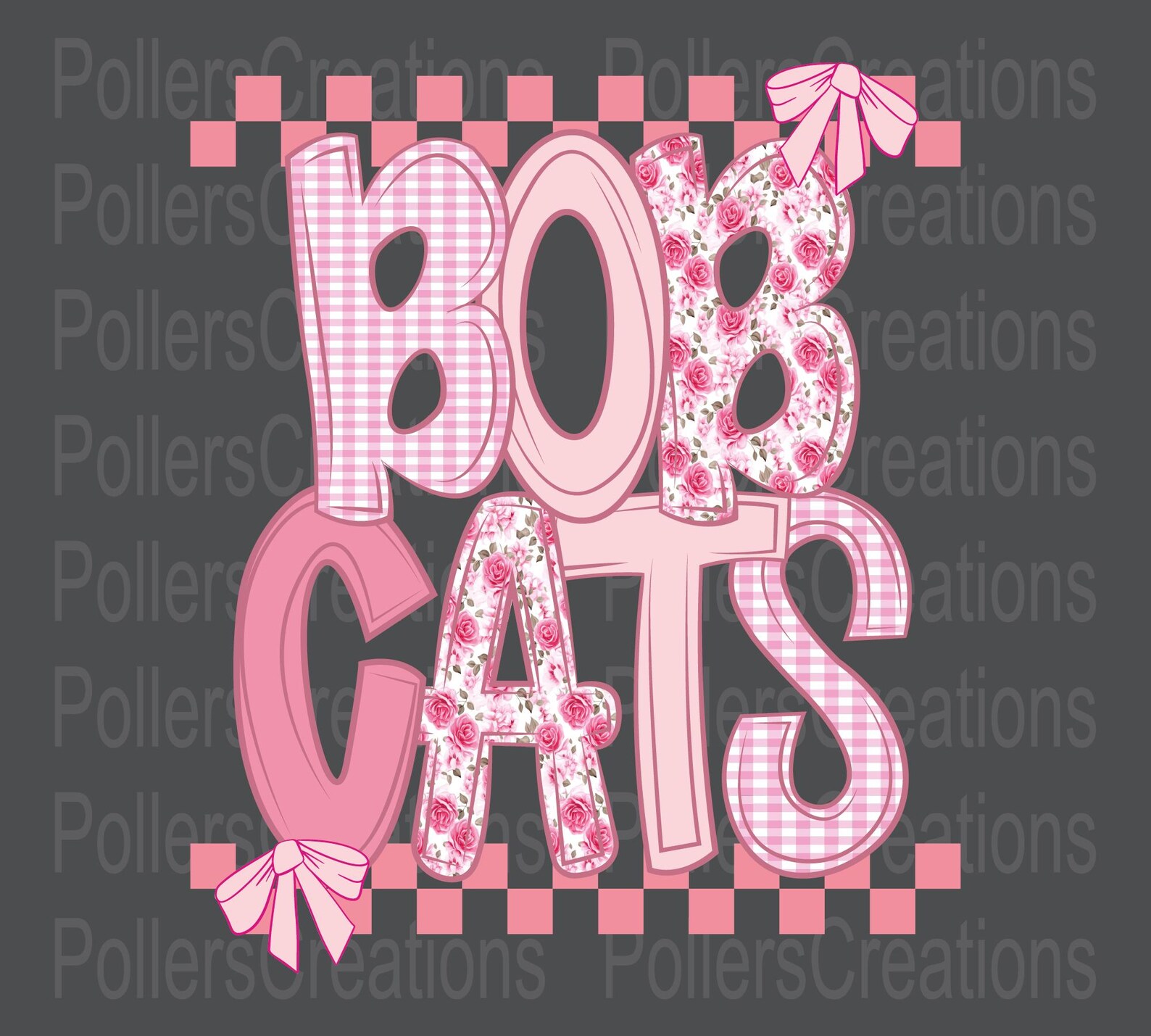 Preppy Bobcats Png Mascot Floral Coquette Girly Doodle Clipart School ...