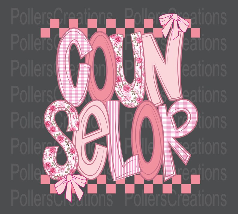 Preppy Counselor Png First Day of School Floral Coquette Counselor Pink ...
