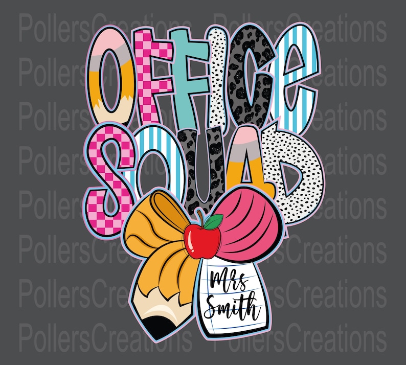 Preppy Office Squad Png Pencil Coquette School Staff Custom Name ...