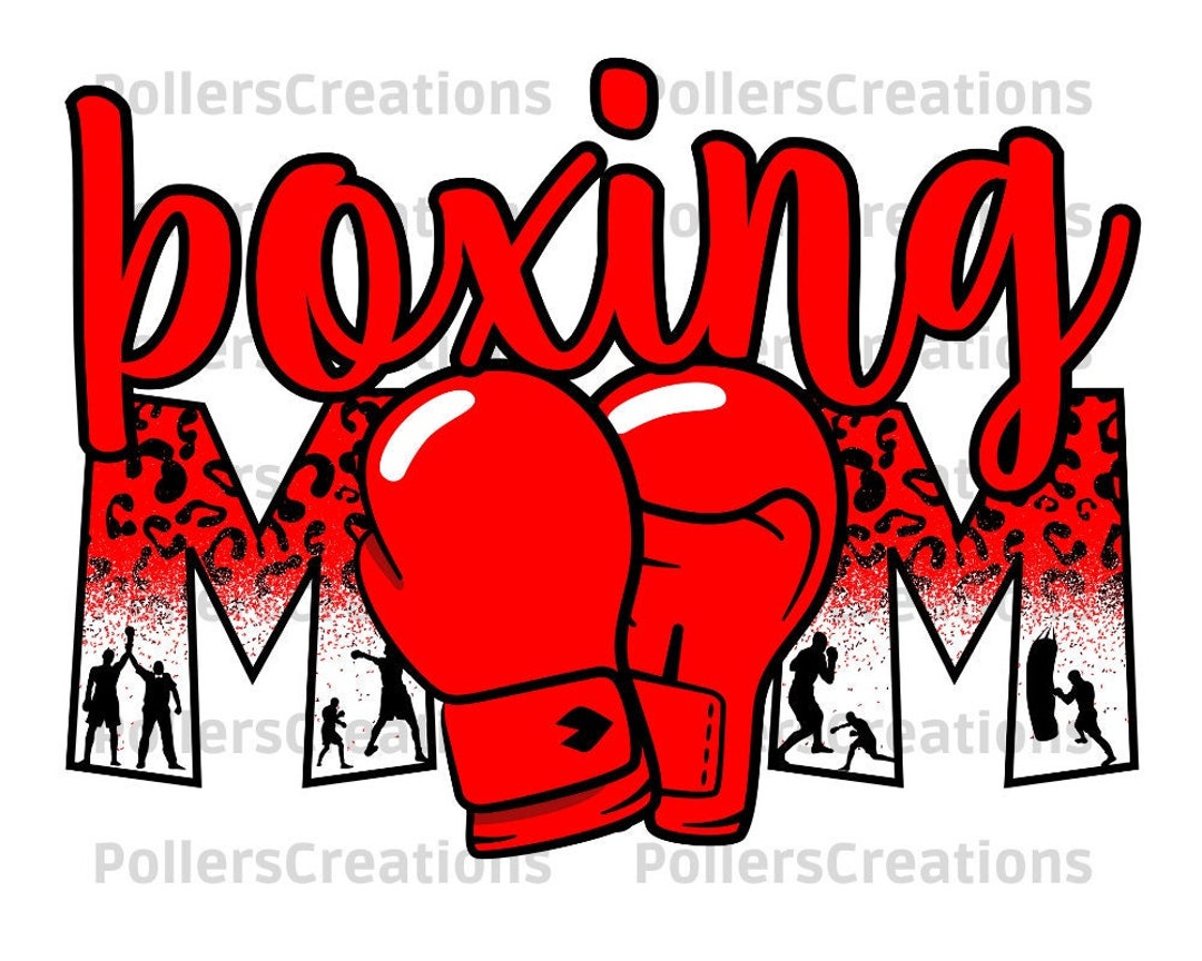 Boxing Mom Png,sublimation Designs,boxing,red,leopard Mom,boxing Design ...