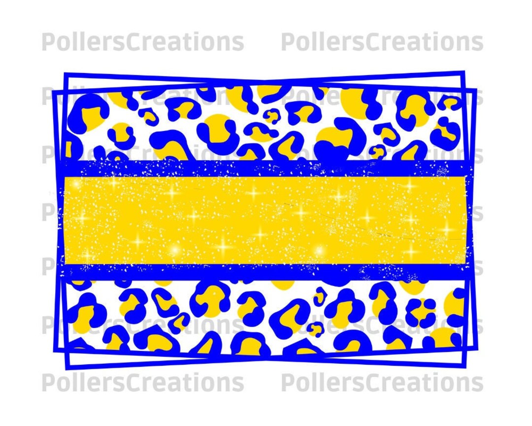Blue Gold Leopard Distressed Frame Png Sublimation Designs - Etsy