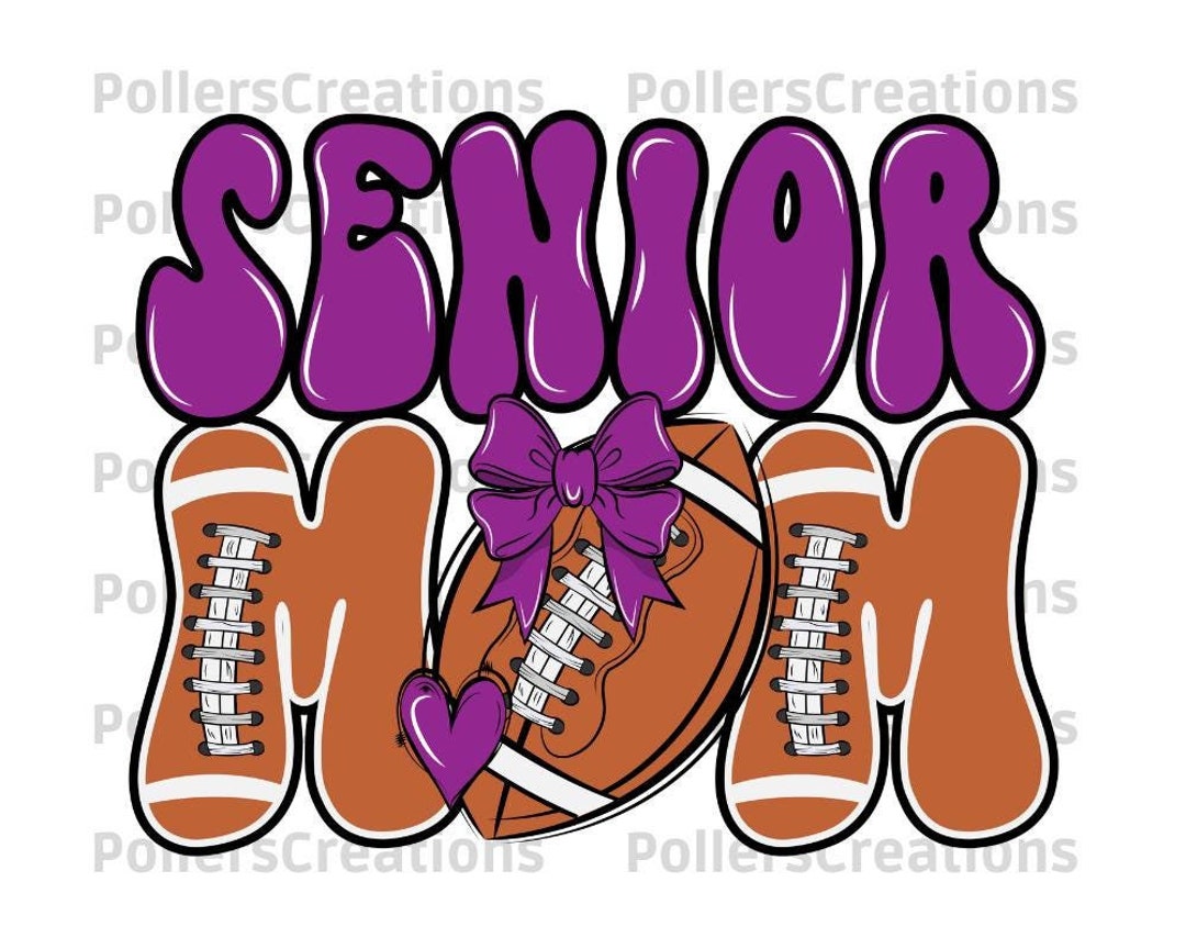 Purple Senior Football Mom Png, Football Bow Sublimation Designs - Etsy