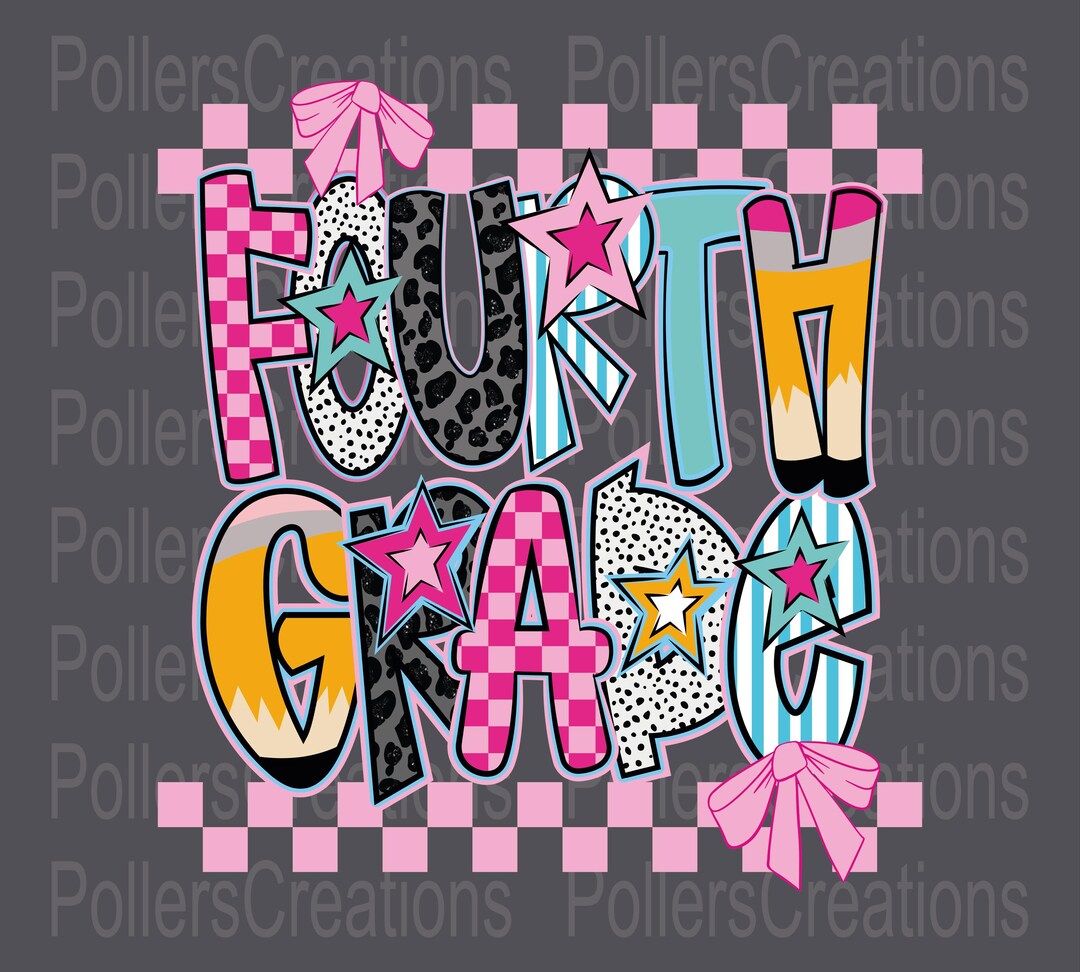 Preppy Girl Fourth Grade Png First Day of School Coquette Checkered ...