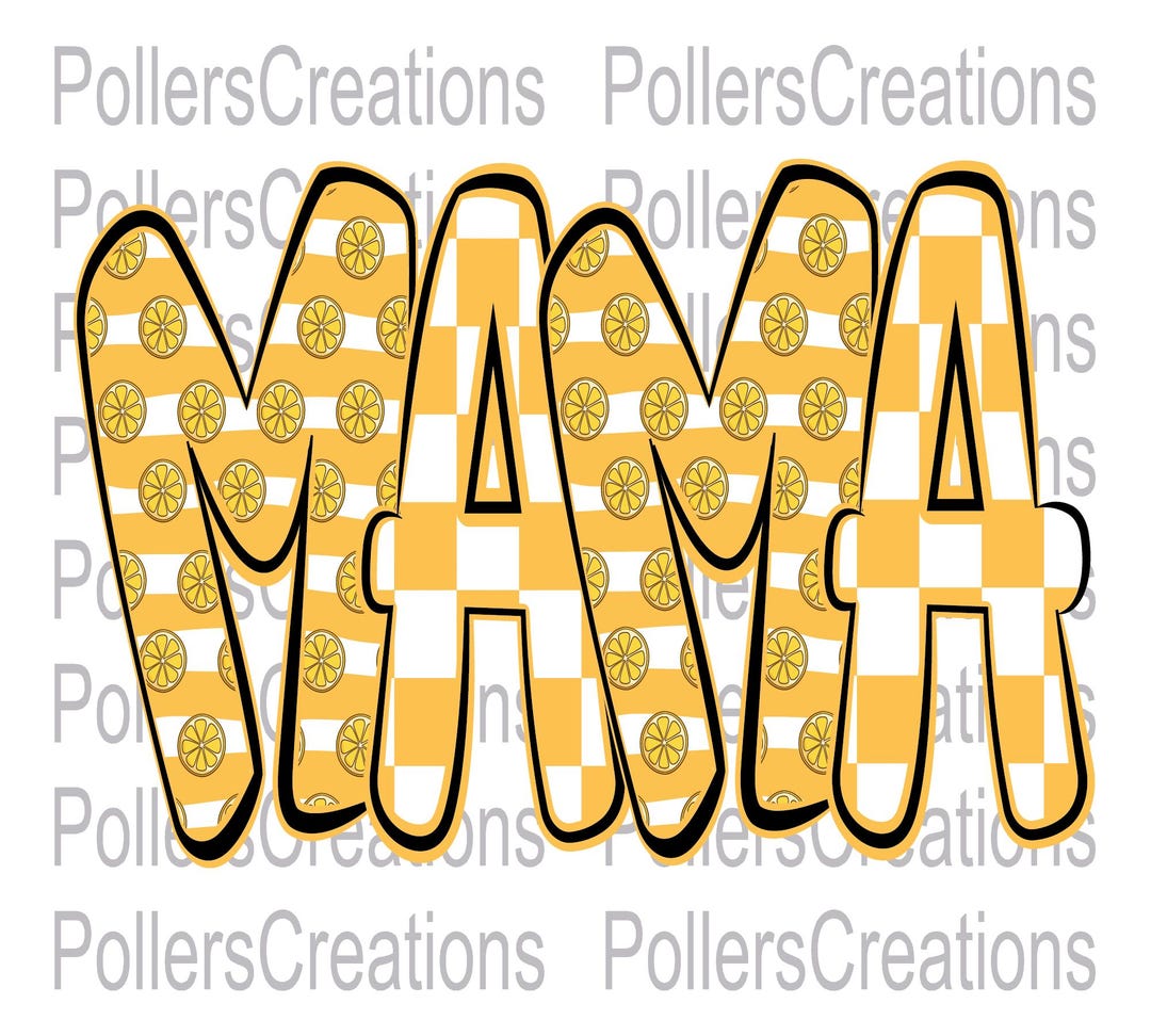 Preppy Mama Lemon Png Checkered Mama Png Mother's Day Png Hand Lettered ...