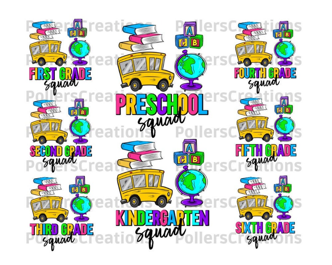 School Grades Bundle Png,first Day of School Png,hand Drawn,sublimation ...