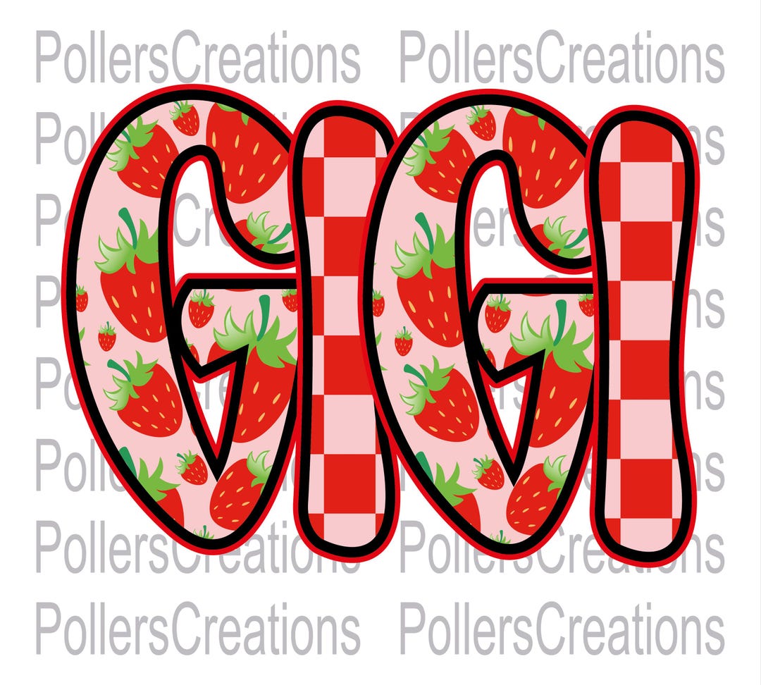 Preppy Gigi Strawberry Png Checkered Gigi Png Mother's Day Png Hand ...