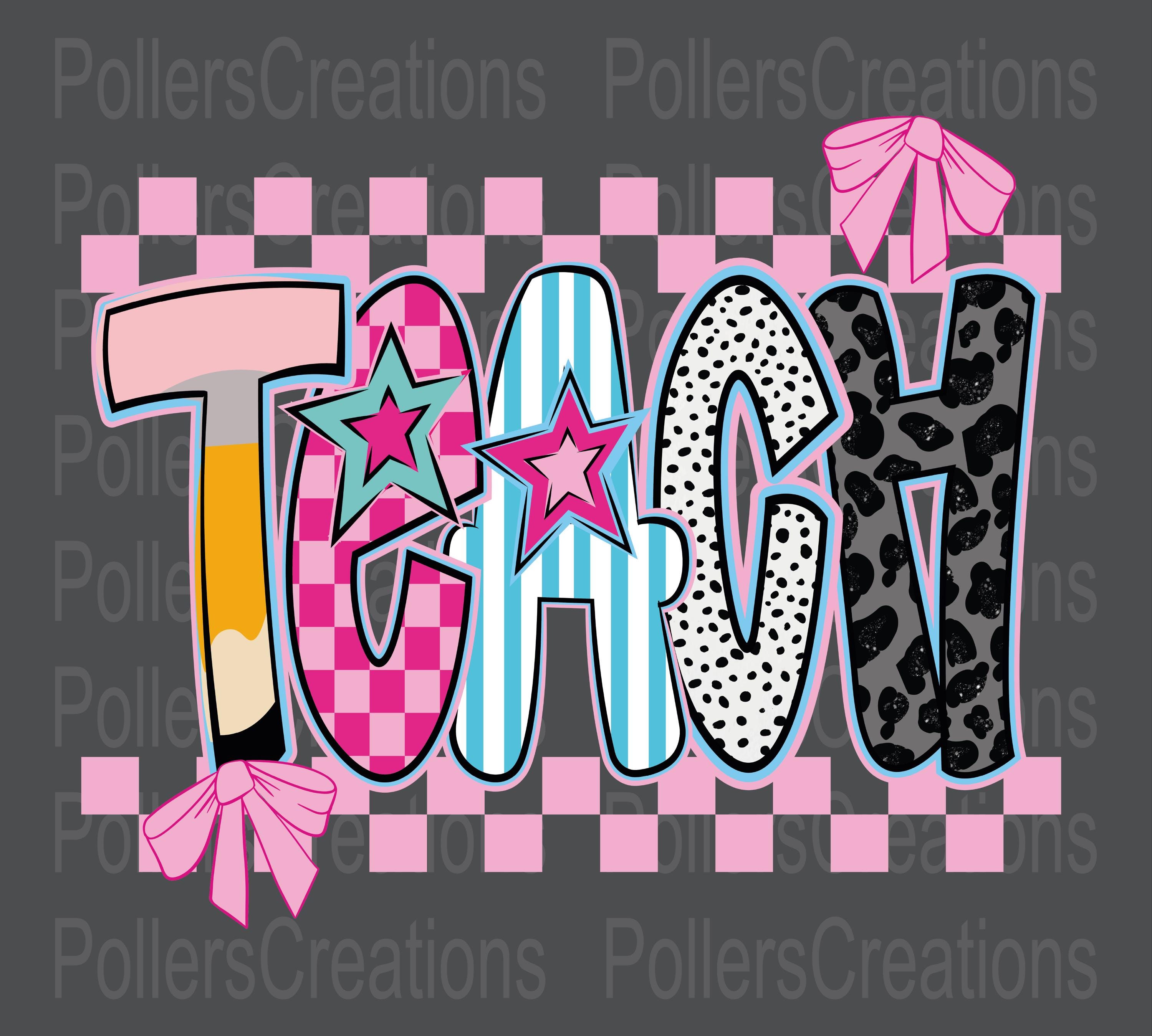 Preppy Teach Png First Day of School Pencil Coquette Star Lightning ...