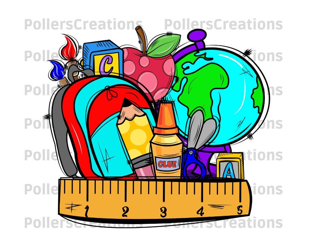 School Doodles Clipart,first Day of School Png,school Supplies,teacher ...