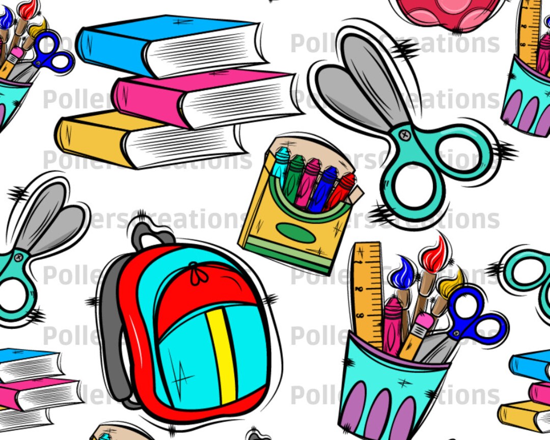 School Seamless Pattern,first Day of School Png,hand Drawn,teacher ...
