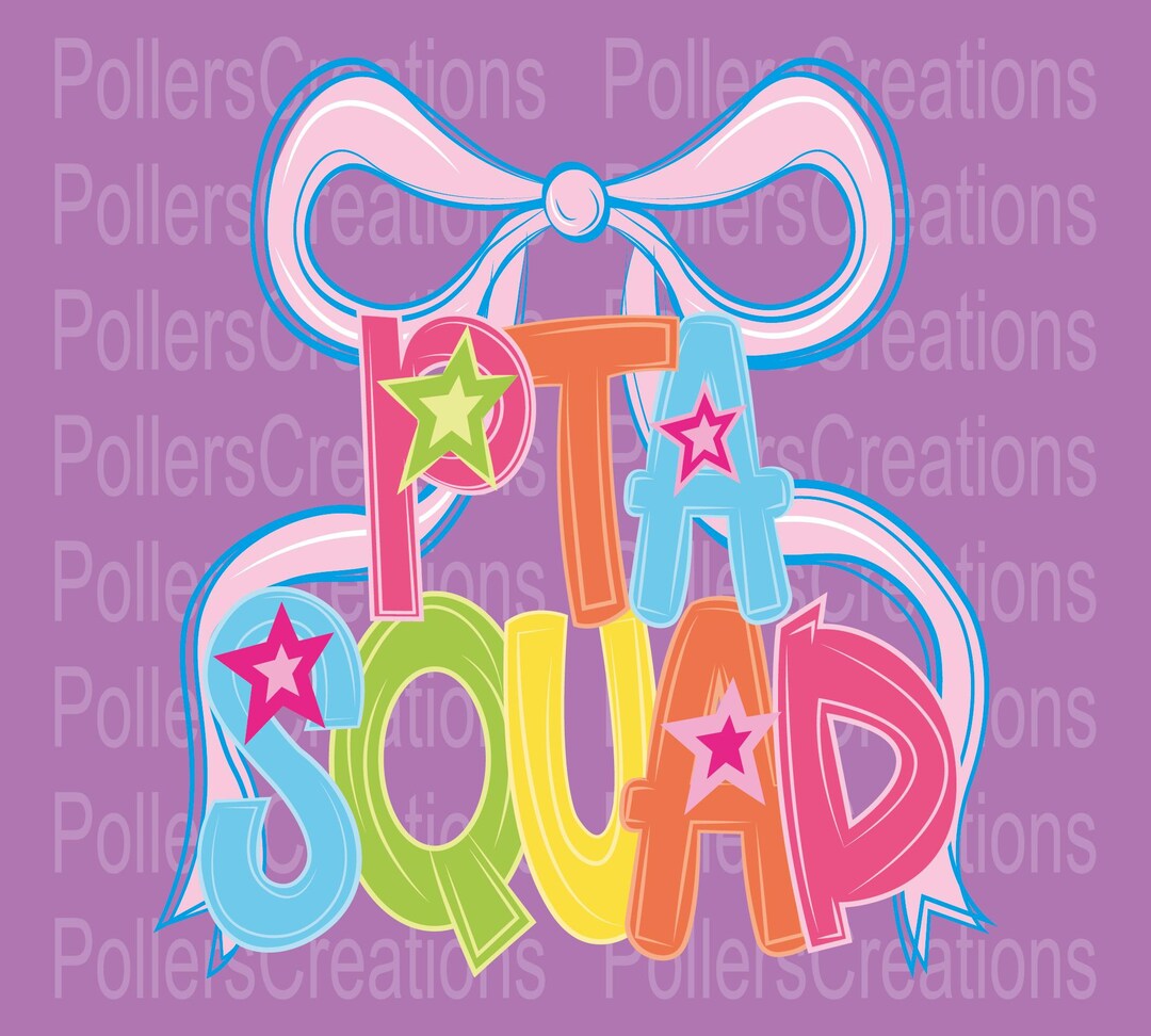 Preppy PTA Squad Png School PTA Coquette Girly Doodle Clipart ...