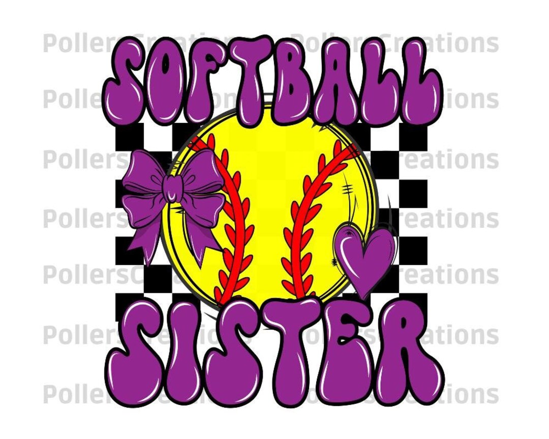 Purple Softball Sister Png, Softball Bow Sublimation Designs Hand Drawn ...