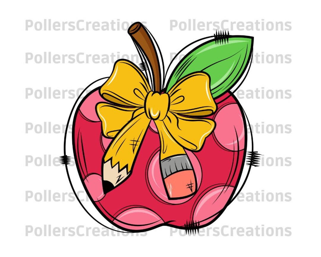 Apple Bow Png, Girl Apple, Back to School Sublimation Designs Dessinés ...