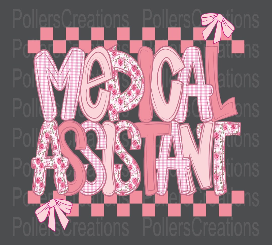 Preppy Medical Assistant Png Nurse Floral Coquette Pink Checkered ...