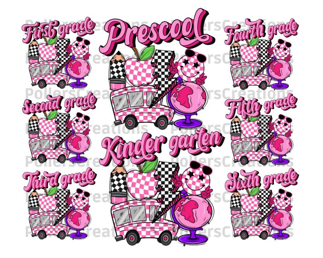 Retro School Grades Bundle Png,first Day of School Png,teacher ...