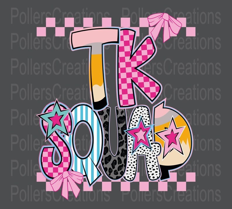 Preppy TK Squad Png First Day of School Pencil Coquette Star Lightning ...