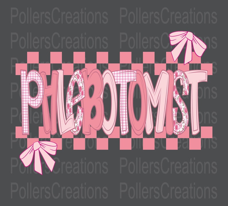 Preppy Phlebotomist Png, Phlebotomy Floral Coquette Pink Checkered ...