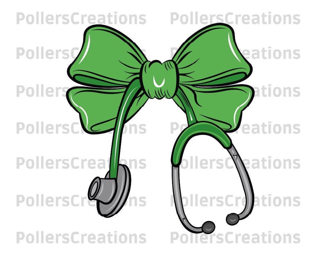 Nurse Coquette Png, Nurse Green Bow Stethoscope Sublimation Designs ...